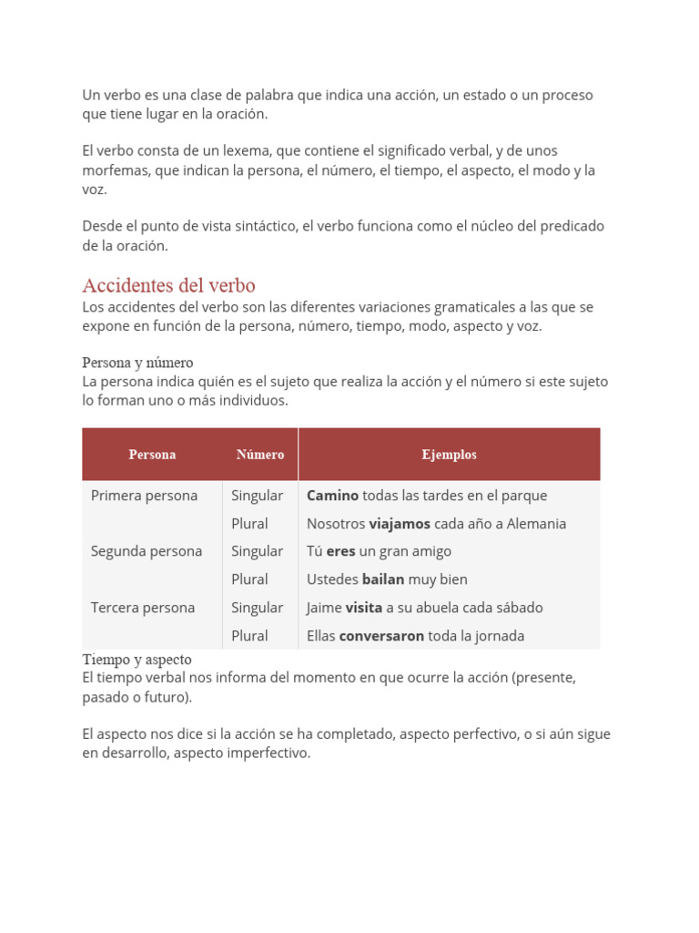 VERBO | PDF | Verbo | Numero Gramatical