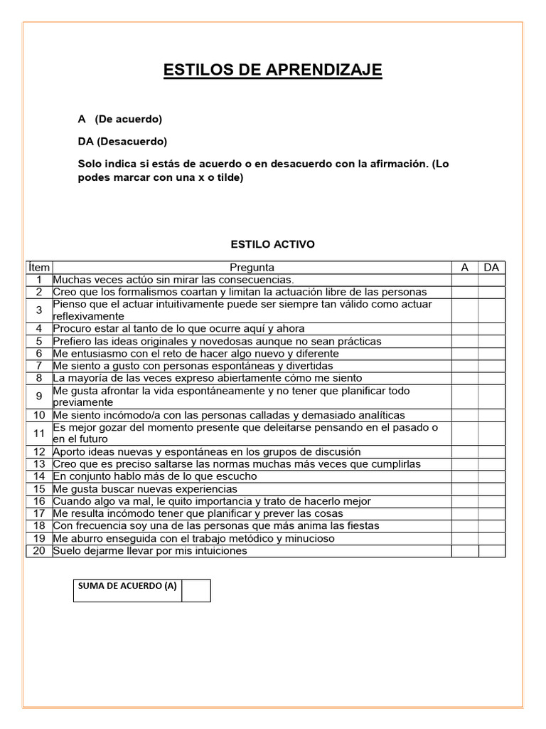 Estilos de Aprendizaje | PDF | Intuición