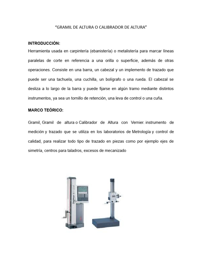 Gramil de Altura | PDF | Medición | Herramientas