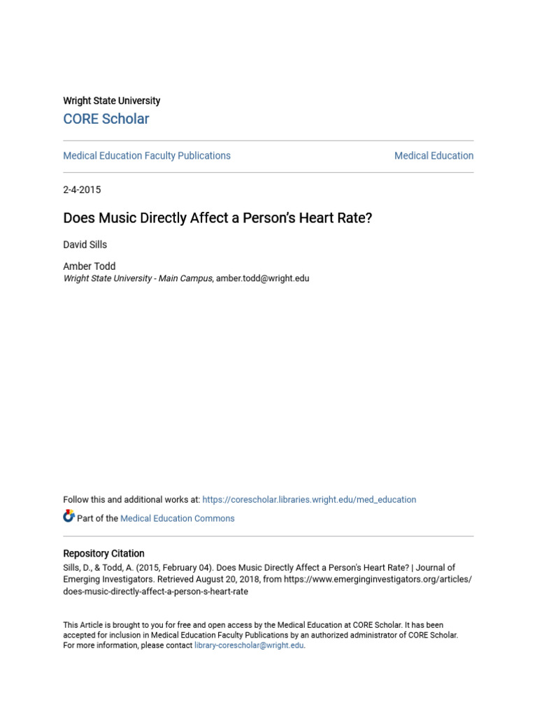 Does Music Directly Affect A Person?s Heart Rate? PDF | PDF | Heart ...