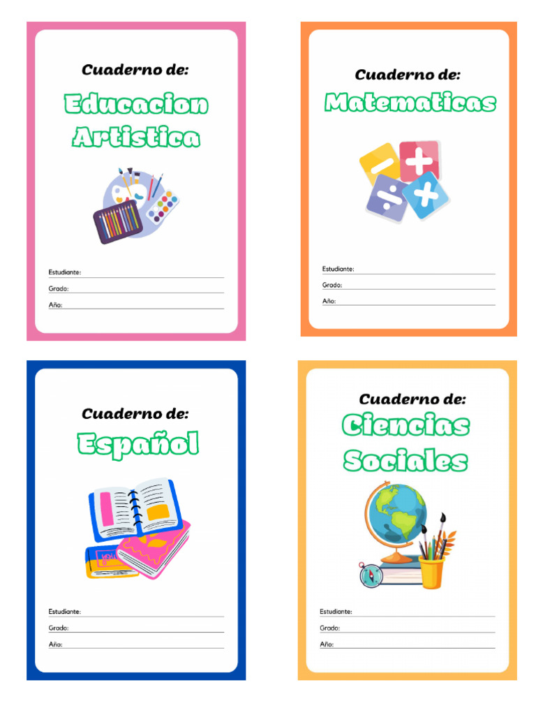 Etiquetas para Rotular Cuadernos 1-9 Grado | PDF