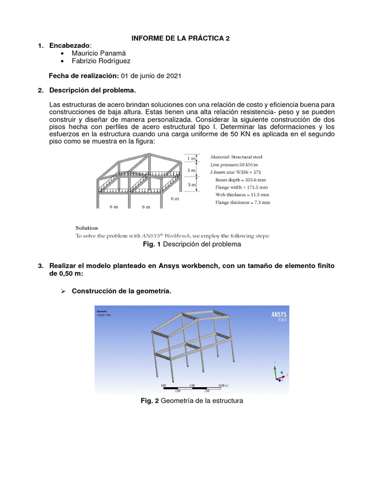 Informe de La Práctica Estructura Porticos | PDF | Viga (Estructura) | Ingeniería de Edificación
