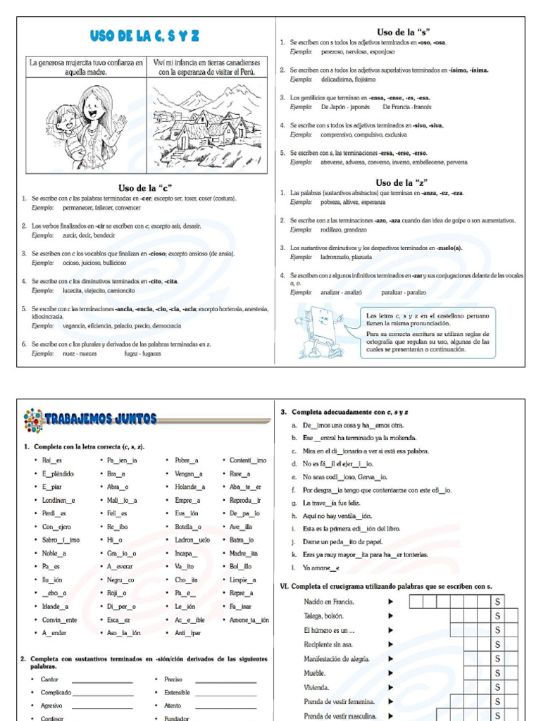 Ficha - Com - Uso de La S, C y Z | PDF