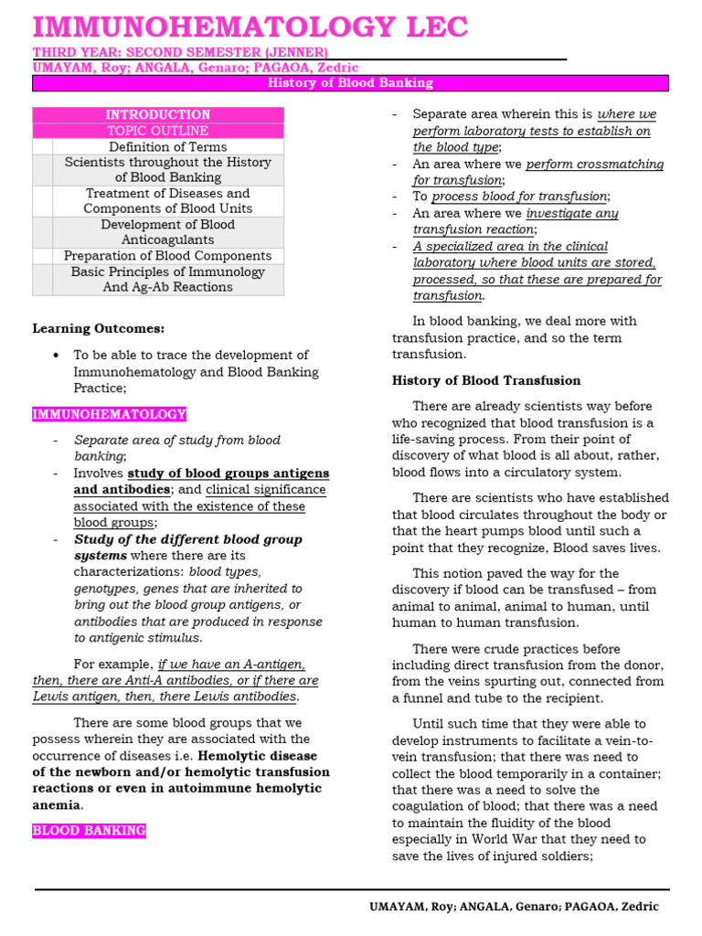 Merged Immunohematology Lec Prelims Finals 1 | PDF | Blood Type | Red Blood Cell