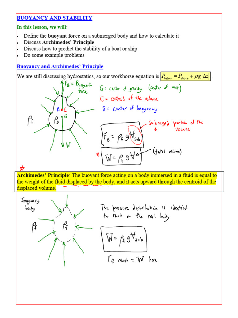 Fluid Mechanics Lesson 3 Pdf Buoyancy Fluid Mechanics