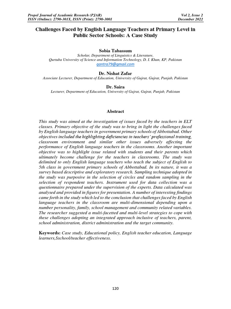 Challenges Faced by English Language Teachers at P | PDF | Teachers ...