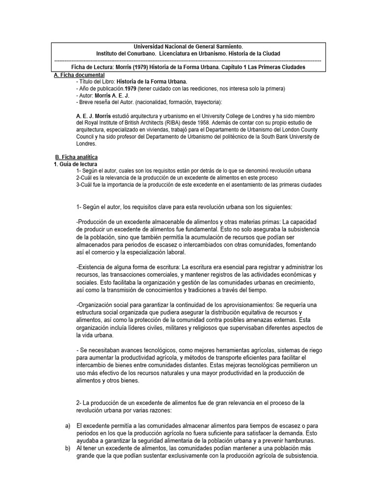 1 Ficha de Lectura Morris | PDF | Agricultura | Comercio