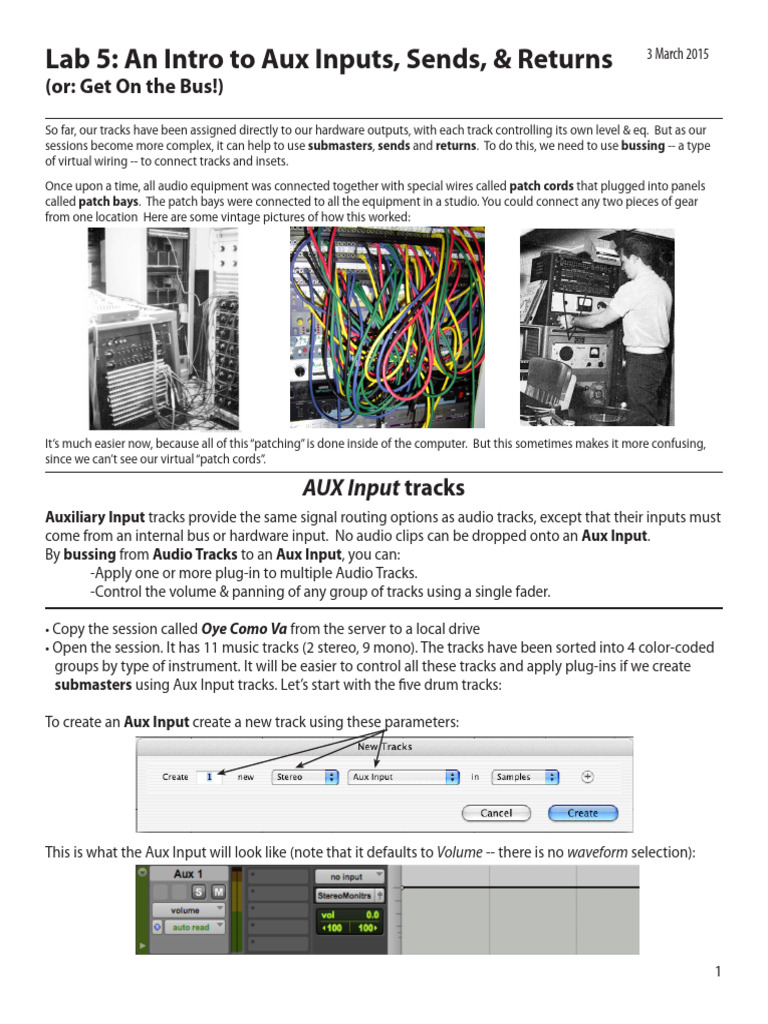 Audio Mixing: Aux Inputs & Sends | PDF | Sound | Information And ...