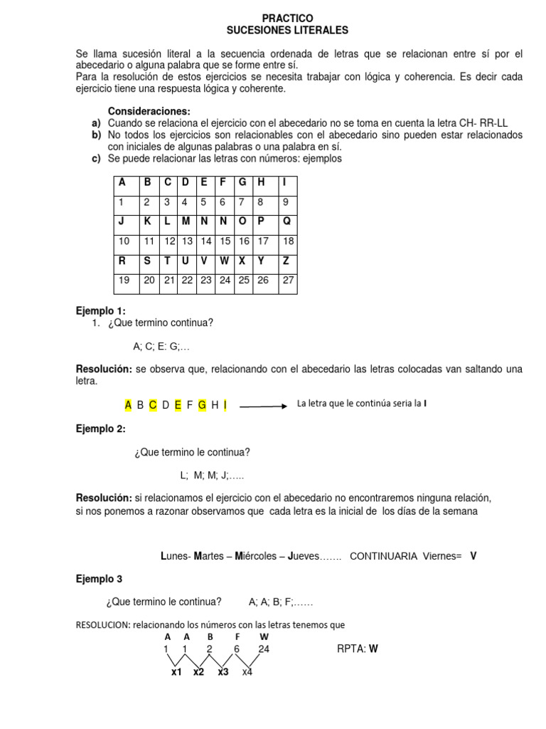 Sucesiones Literales | PDF | Alfabeto | Colación