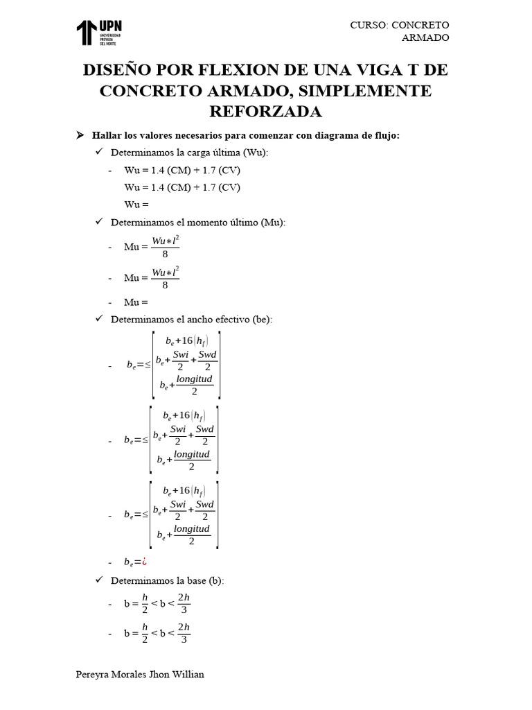 Diseño Por Flexion de Una Viga T Simplemente Reforzada | PDF | Ingeniería estructural