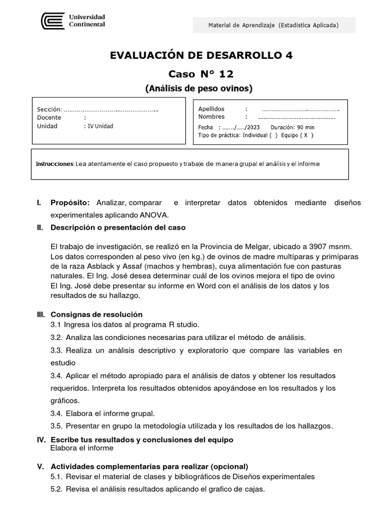 Caso 12 Anova | Descargar gratis PDF | Conocimiento administrativo | Estadísticas