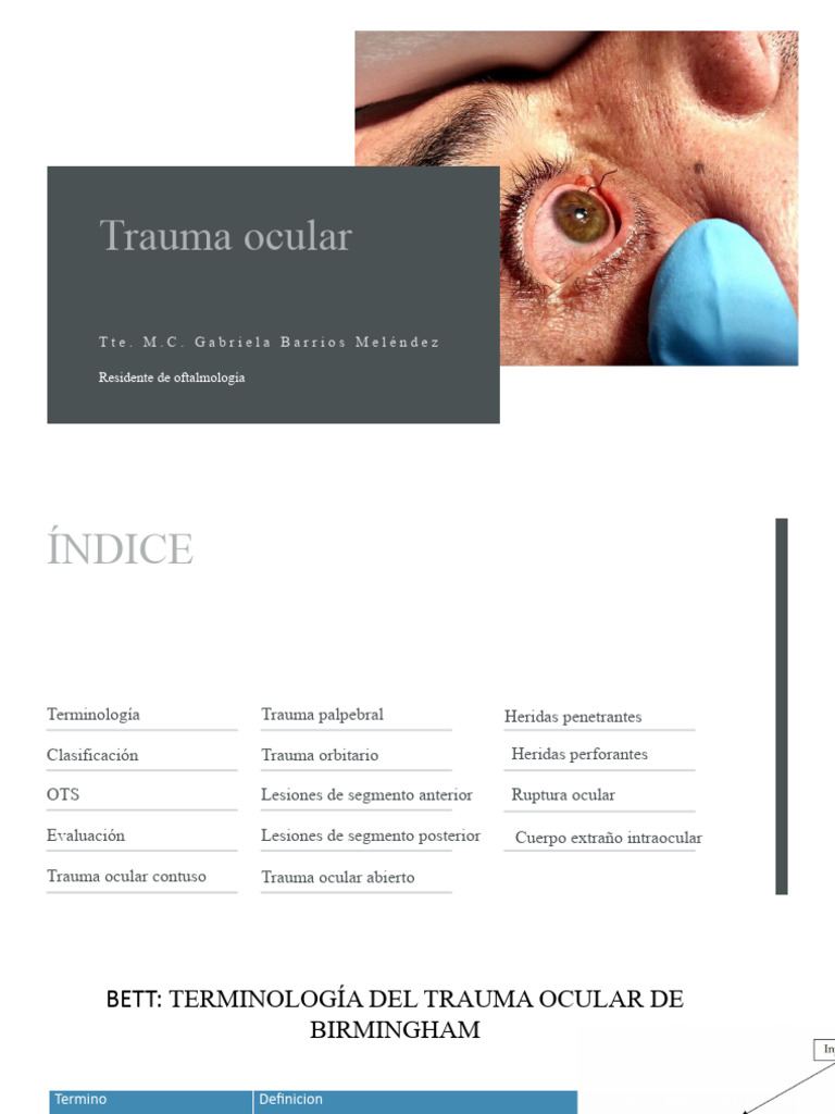 Trauma Ocular Completo | PDF | Ojo humano | Oftalmología