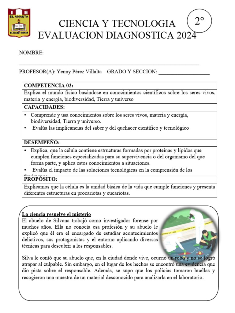 Ev. Diagnóstica Explica 2do | PDF | Plantas | Biología Celular)