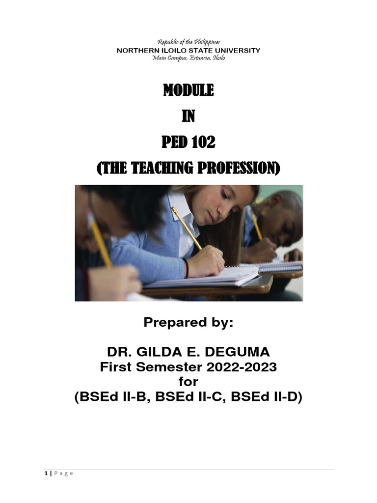 MODULE 1 Lesson 1 PED 102 PDF | PDF | Teachers | Profession