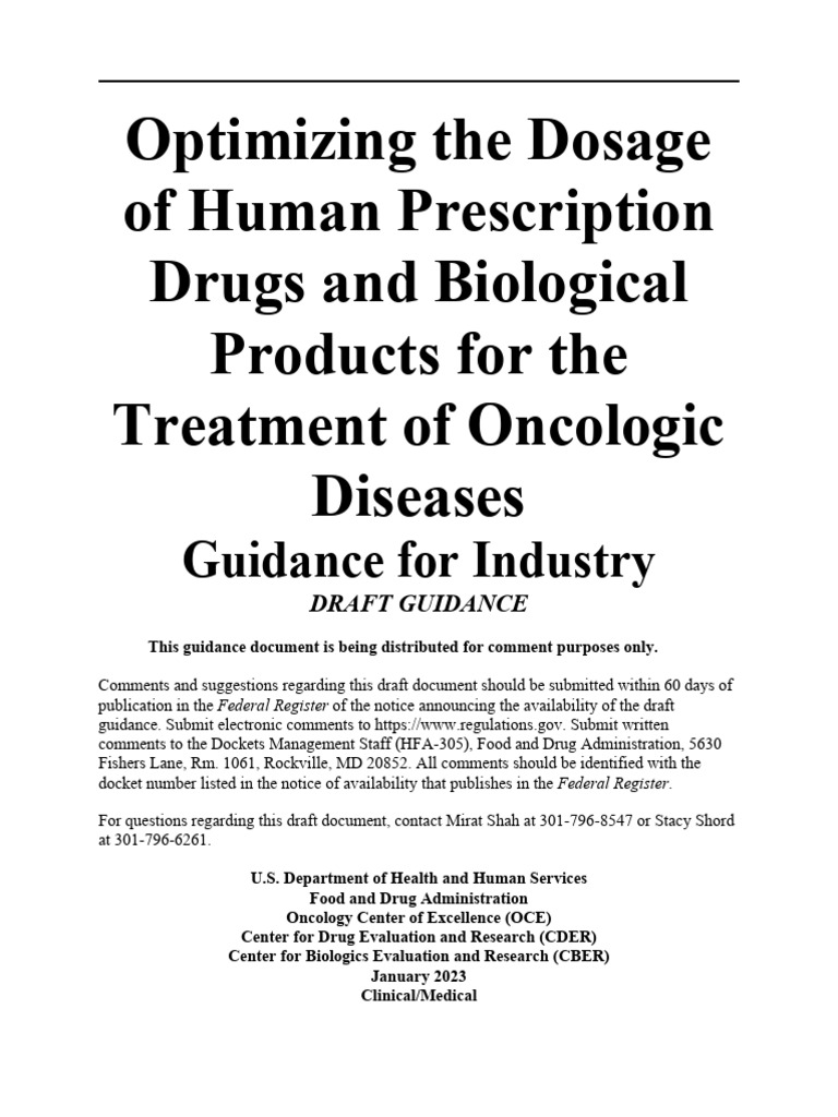 2022-49 - Dose Optimization Guidance (Published) | PDF | Chemistry ...