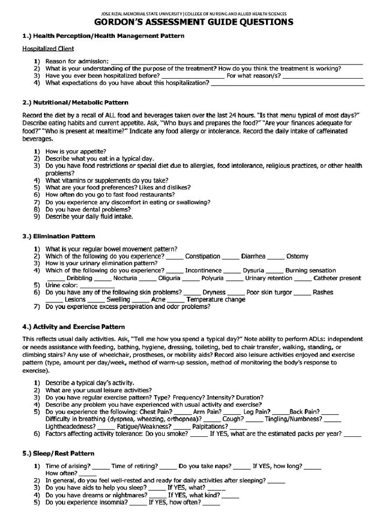 GORDONs 11 FUNCTIONAL PATTERN | PDF