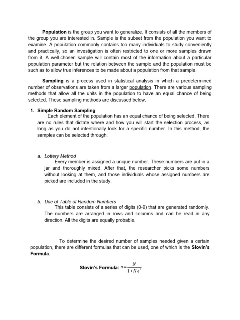 Sampling Method Summary and Activity | PDF | Sampling (Statistics ...