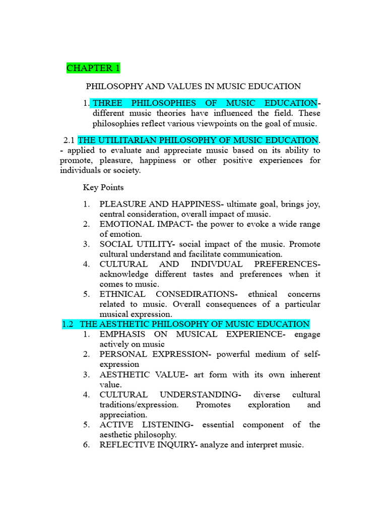 Chapter 1 | PDF | Music Education | Aesthetics