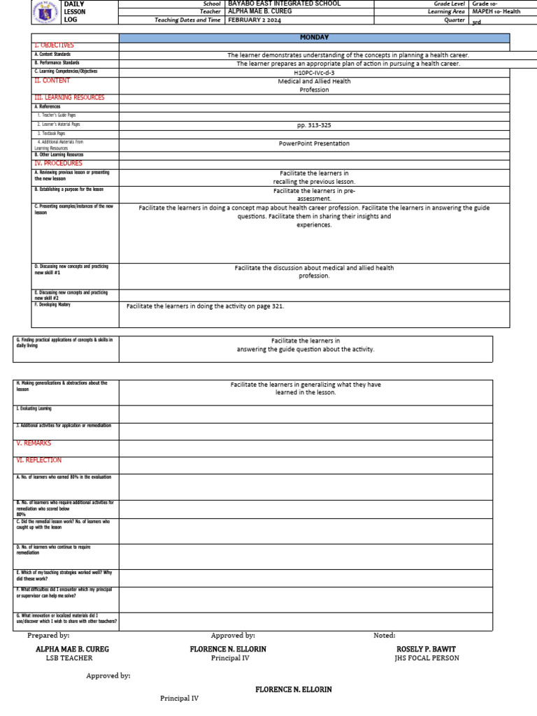 Catch Up DLL 10 | PDF | Learning | Teachers