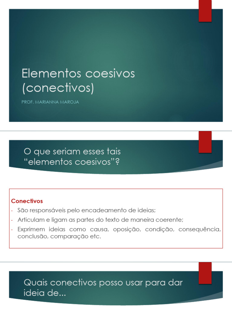 Elementos Coesivos e Conectivos | PDF | Artes Linguísticas e Disciplina