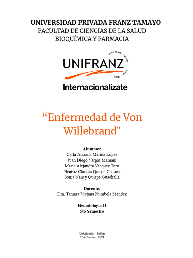 Hemato II - Enfermedad de Von Willebrand | PDF | Plaqueta | Coagulación
