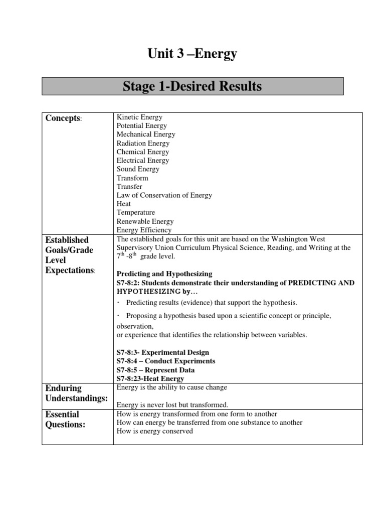 Understanding Energy Concepts for 7-8 Grades | PDF