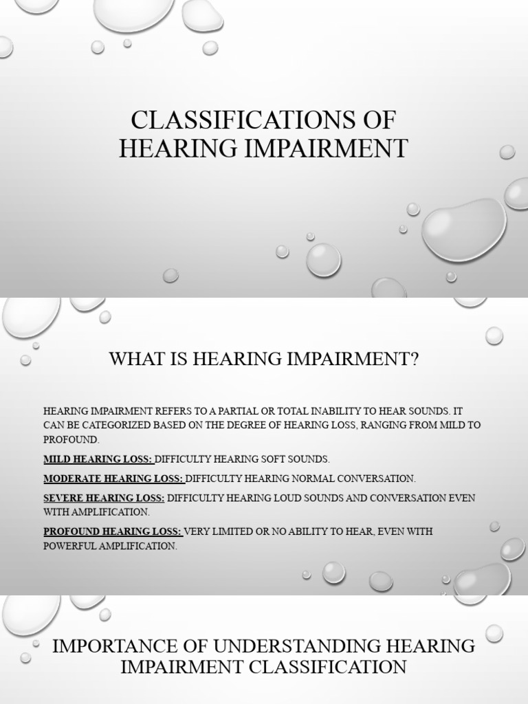 Classification of Hearing Impairment | PDF | Hearing Loss | Hearing