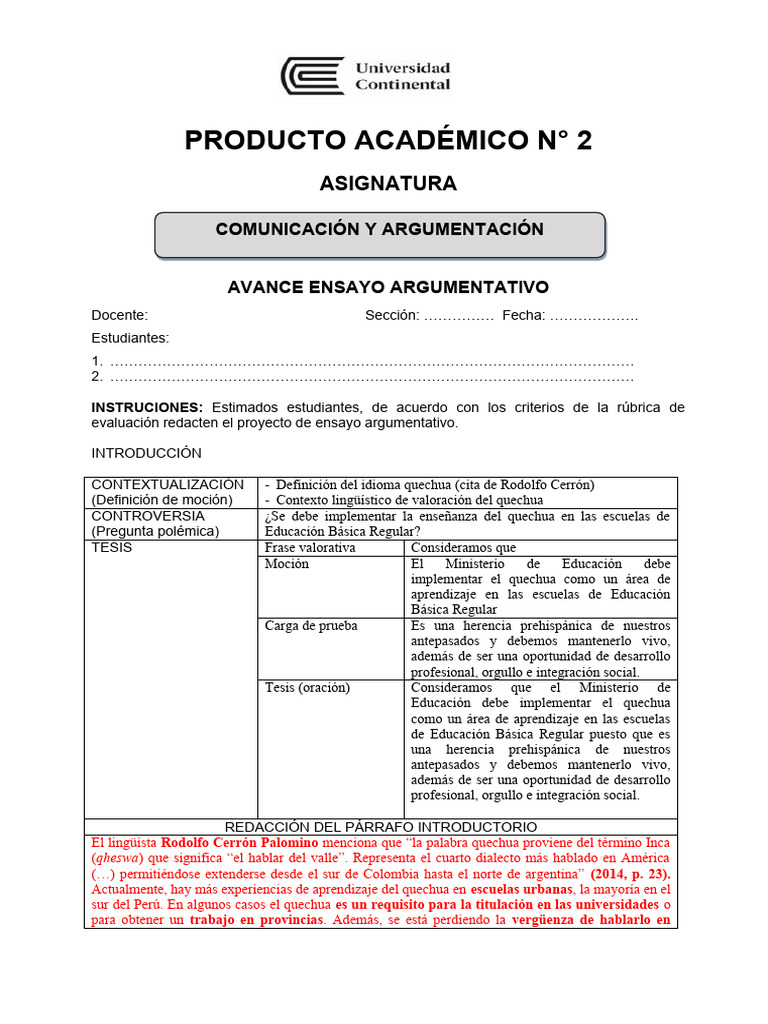 Pa 2 Ejemplo | PDF | Perú | Enseñando