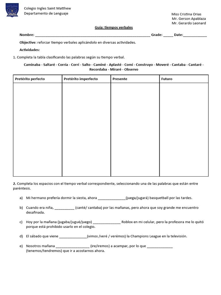 Guía Repaso 6B - Ortografía | PDF | Estrés (lingüística) | Voz humana