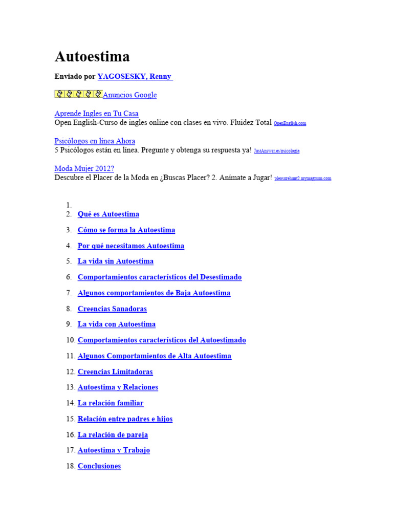 Autoestima | PDF | Autoestima | Amor