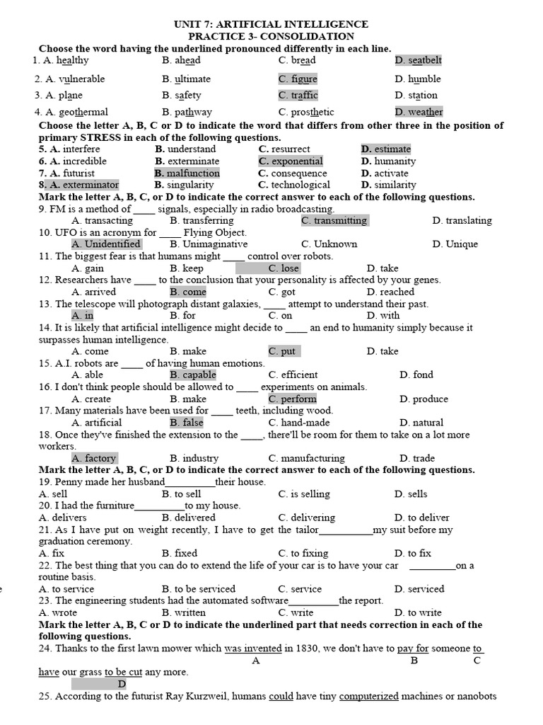 G12 U7 PT3 Key | Download Free PDF | Robot | Robotics