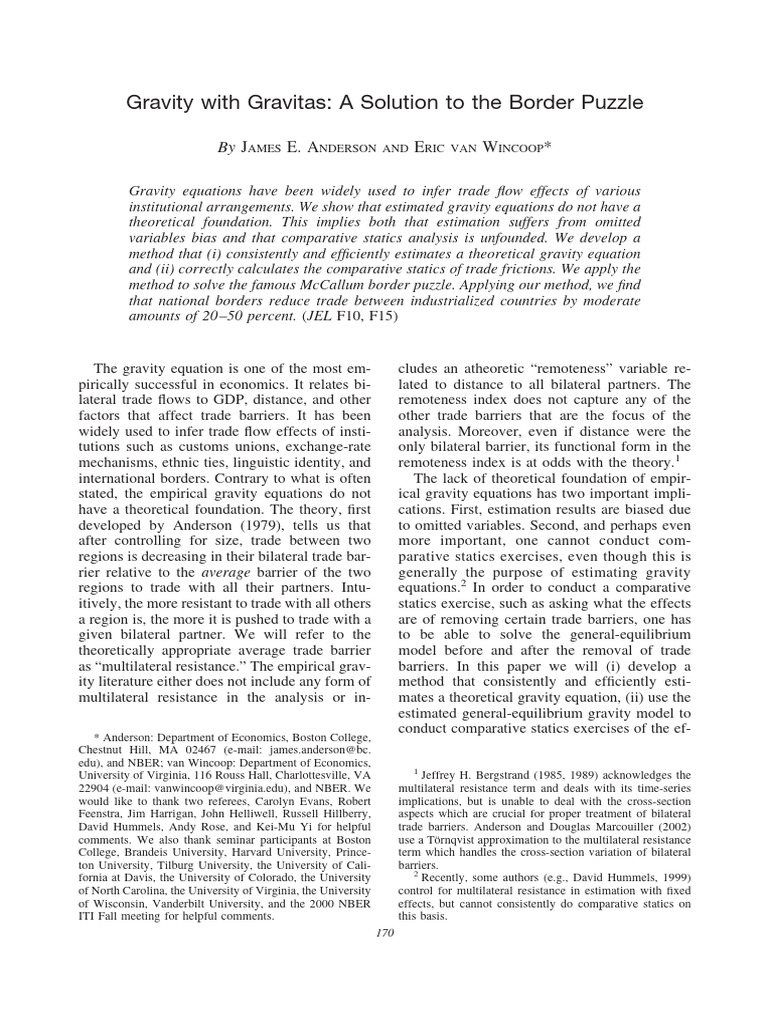 Solving the McCallum Border Puzzle | PDF | Economic Equilibrium ...