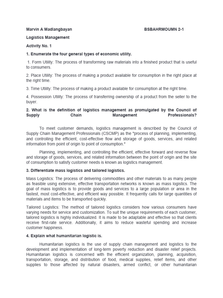 2-1 LogMan-1 | PDF | Logistics | Goods