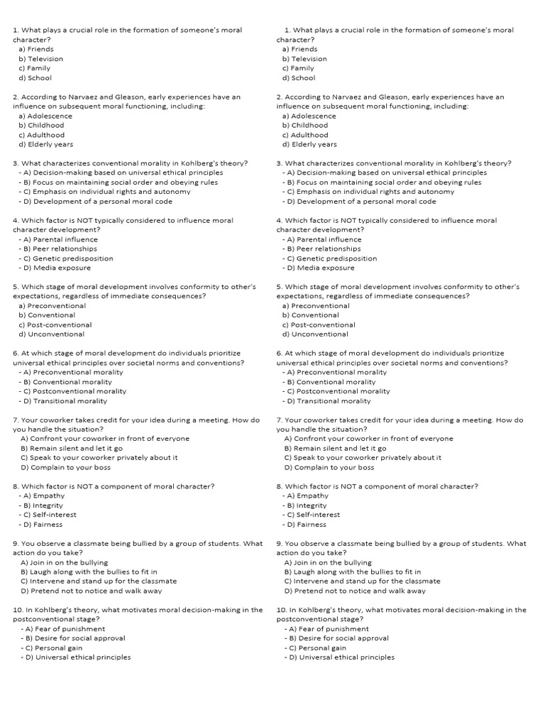 ethics-quiz | PDF | Morality | Liberal Arts Education