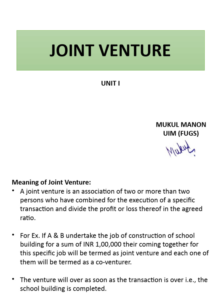 Understanding Joint Ventures and Accounting | PDF | Debits And Credits ...