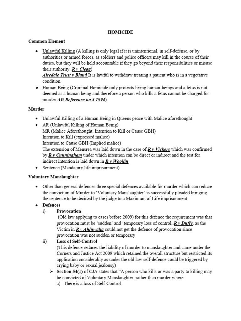 HOMICIDE | PDF | Manslaughter | Murder