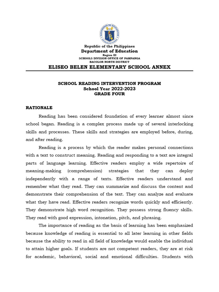 Gr. 4-READING INTERVENTION 2022-2023 | Download Free PDF | Reading ...