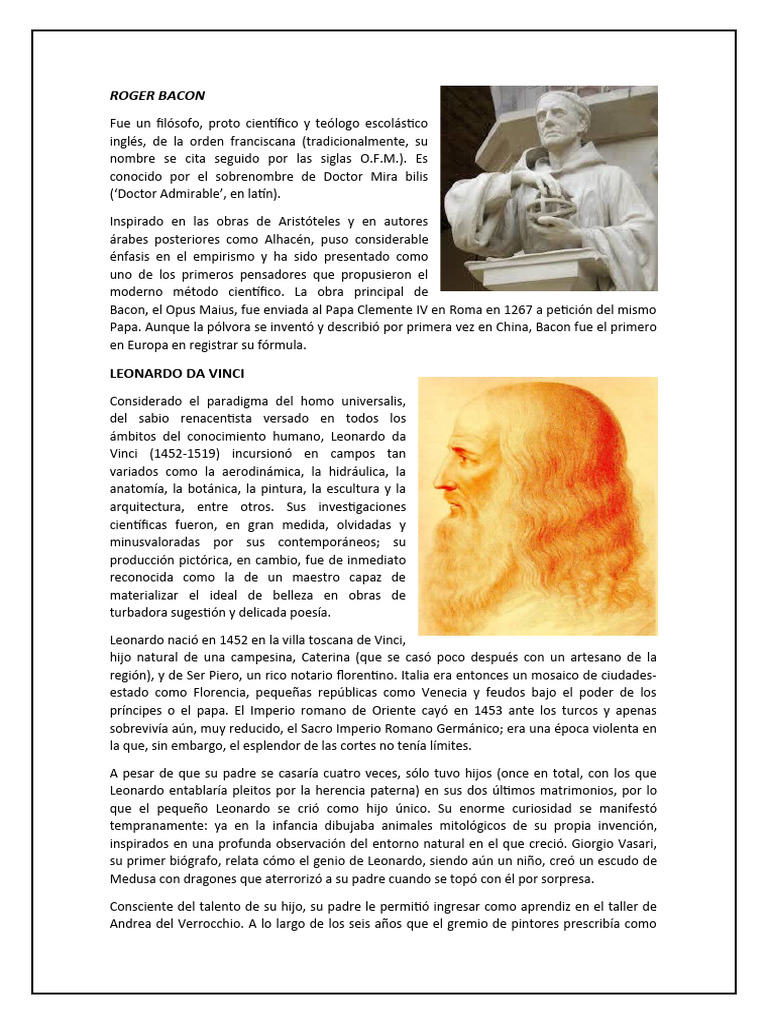 Inventos de Roger Bacon y otros pioneros | PDF