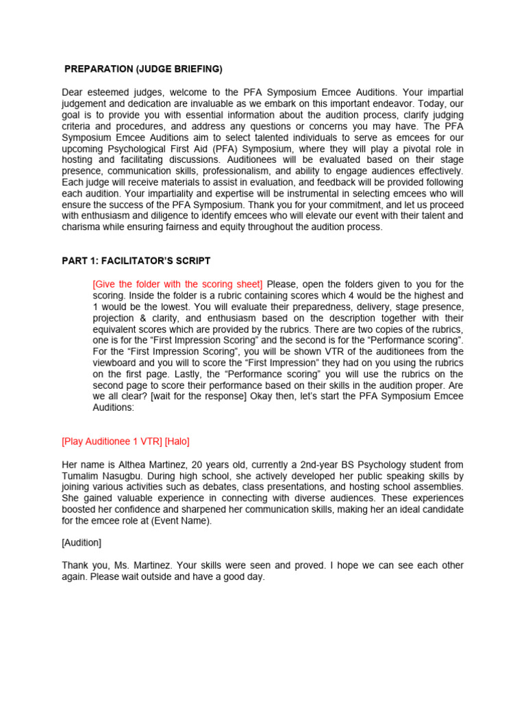 Nikka's Script FINAL | PDF | Audition | Behavioural Sciences