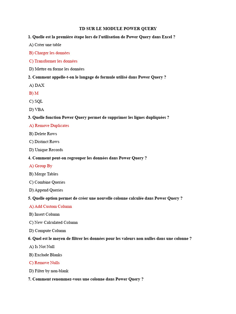TD Sur Le Module Power Query | PDF | SQL | Modèle de données
