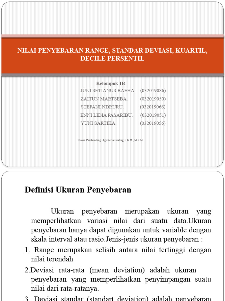 Ukuran Penyebaran Data: Range & Deviasi | PDF | Metode & Bahan Ajar | Sains & Matematika