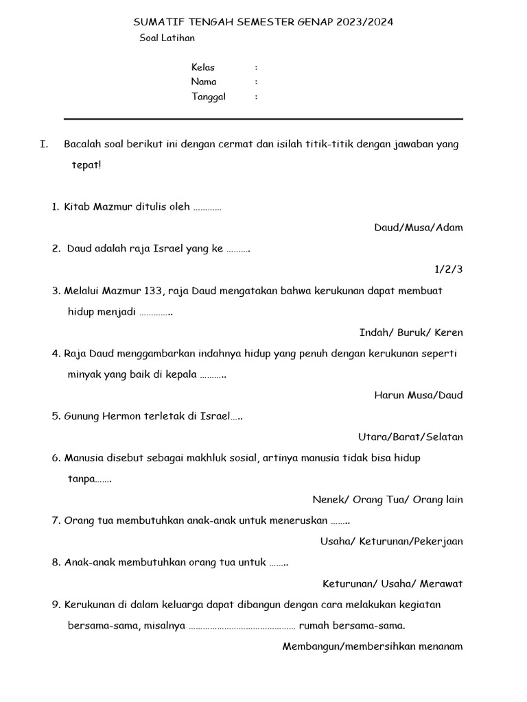 Sumatif Tengah Semester Genap 2023 | PDF