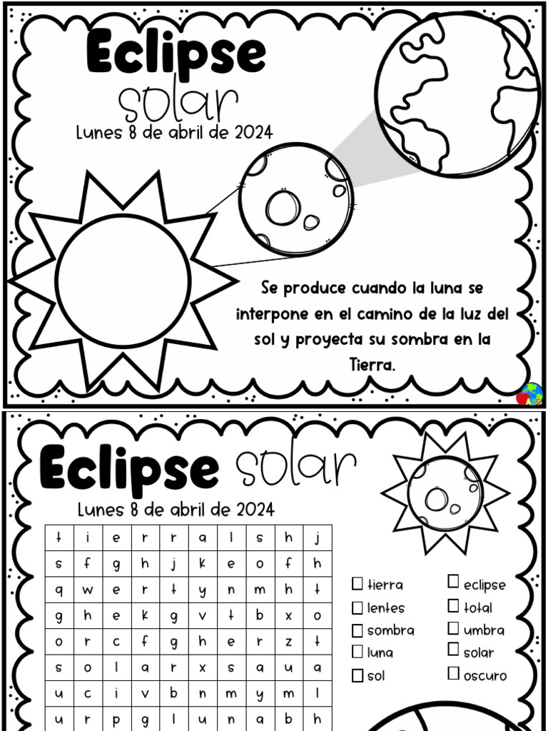 Actividades sobre el Eclipse Solar para Niños | PDF | Eclipse | Eclipse ...