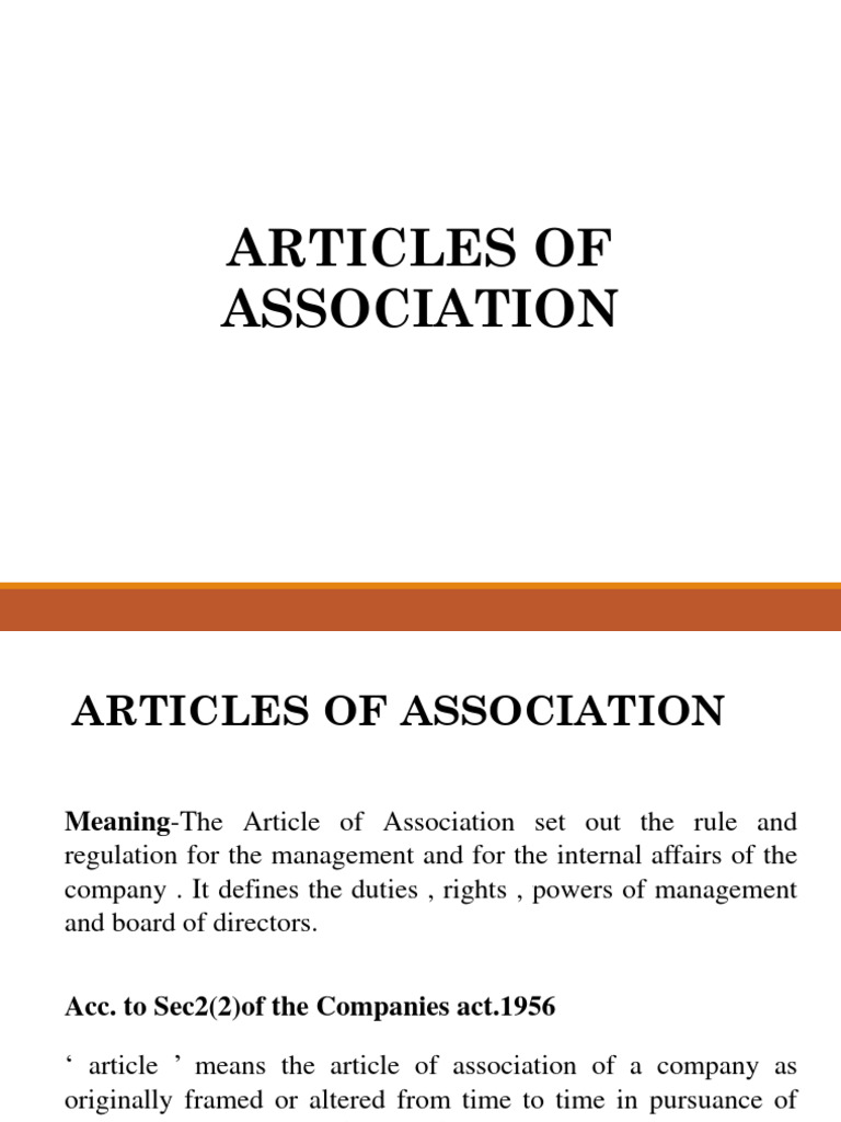 AOA | PDF | Articles Of Association | Common Law