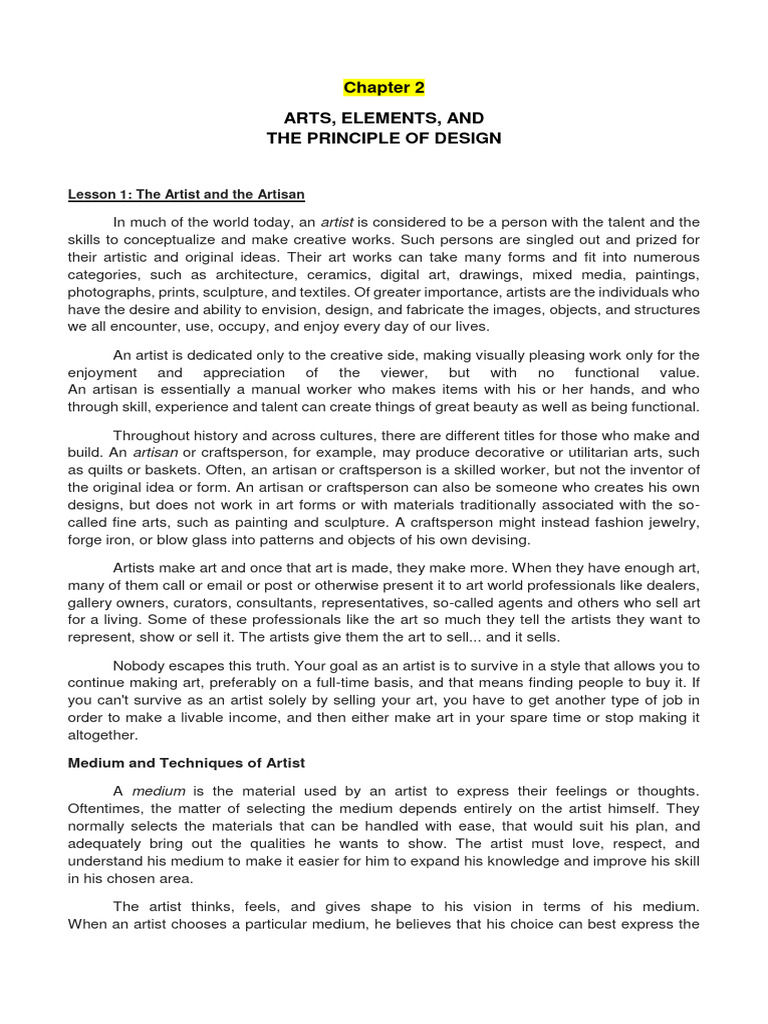 Chapter 2 Arts Elements and The Principles of Design | PDF | Oil Painting | Visual Arts