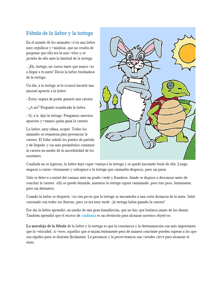 Fabula De La Liebre Y La Tortuga Pdf
