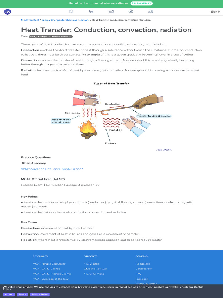 Heat Transfer Conduction Convection Radiation - Energy Changes in ...