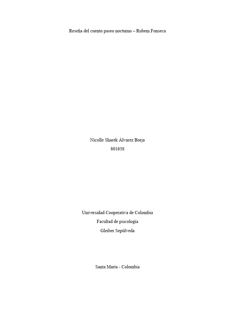 Análisis del cuento "Paseo Nocturno" | PDF | Cuentos | Suspense (Género)