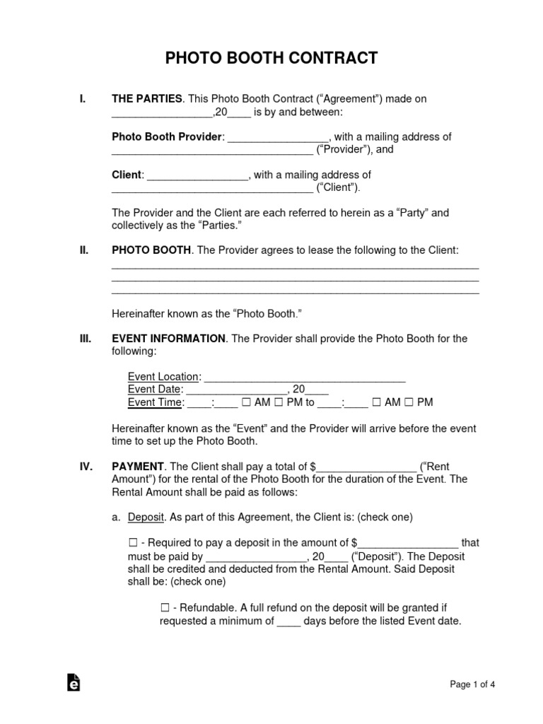 Photo Booth Contract | PDF | Renting | Indemnity