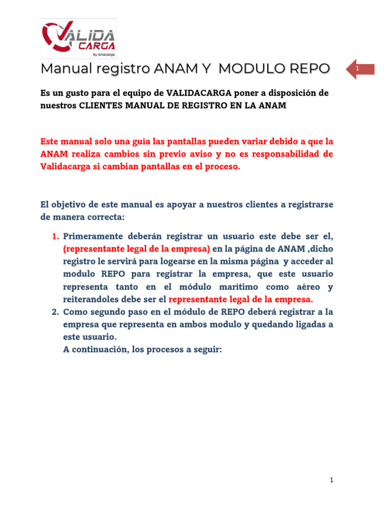 Guía de Registro ANAM y Módulo REPO | PDF | Informática
